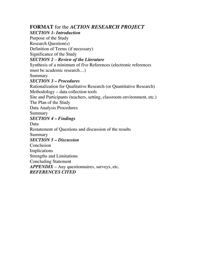 Format for the action research project | PDF