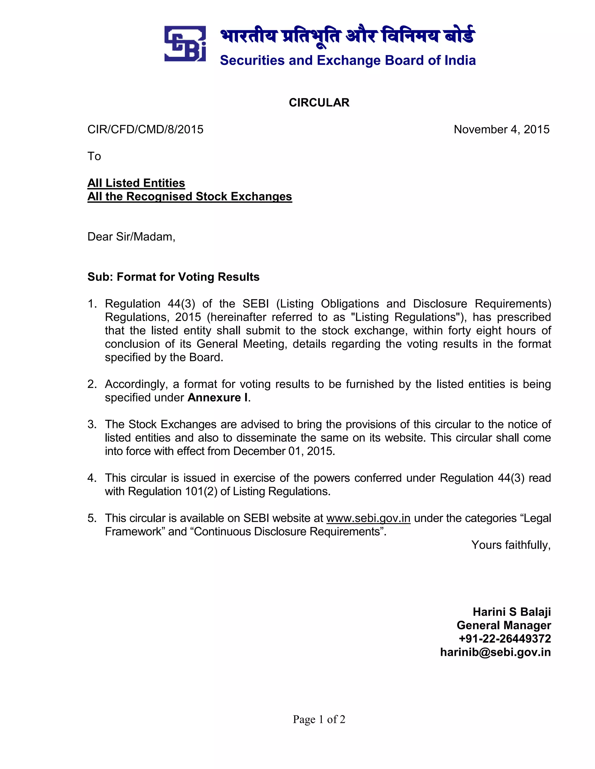 Format for voting results | PDF