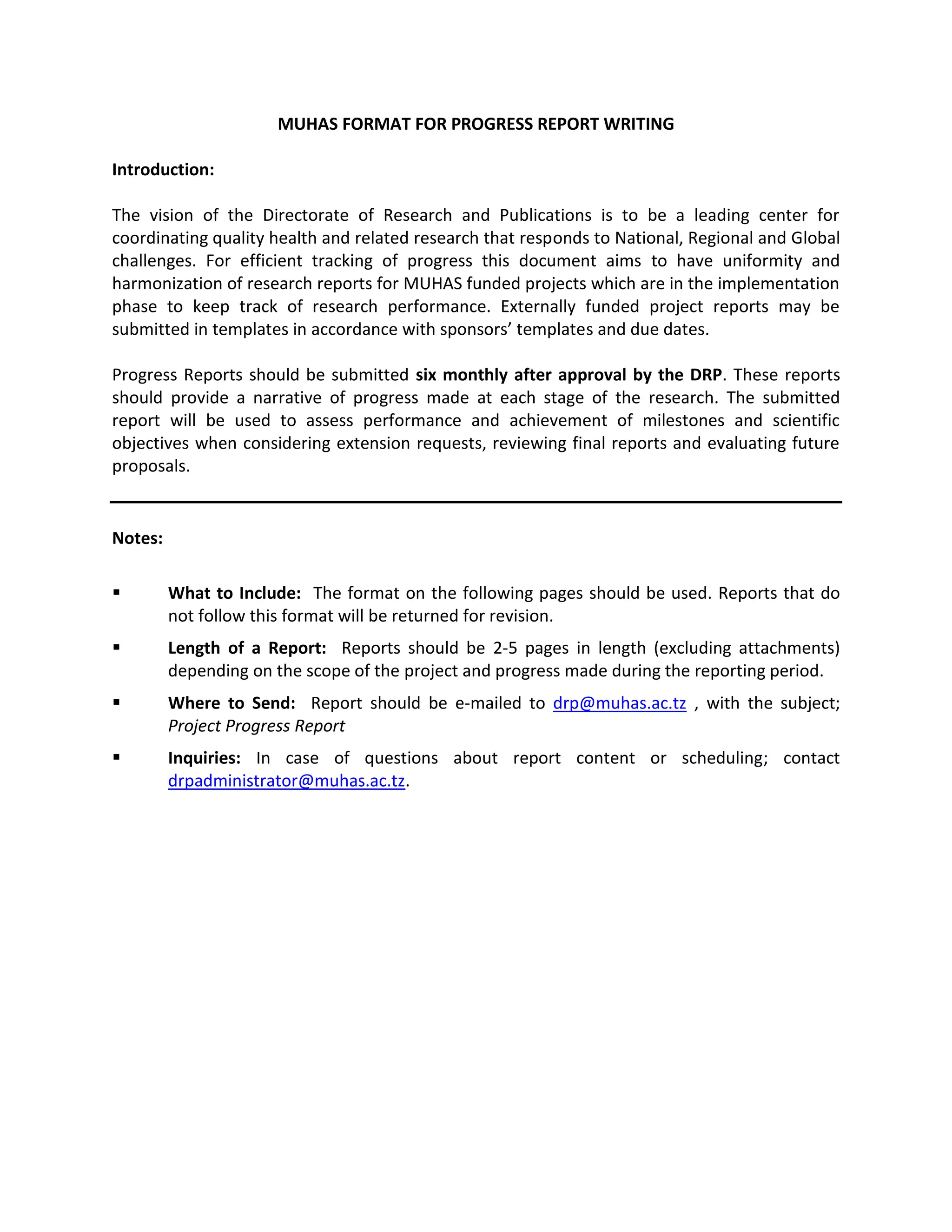 Format for writting progress report | PDF