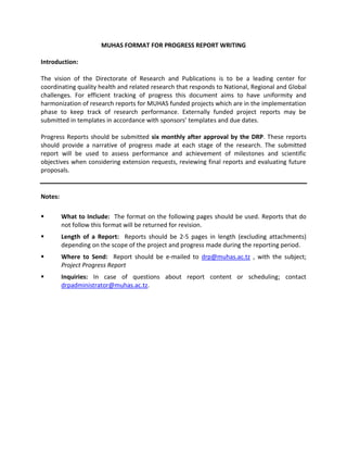 Format for writting progress report | PDF