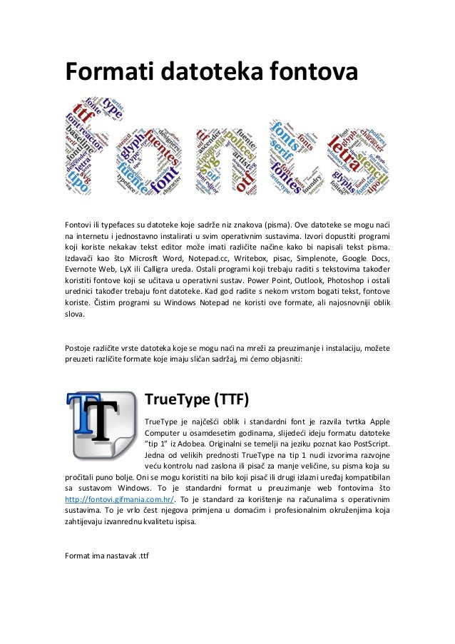 Formati datoteka fontova: TrueType (TTF), PostScript y OpenType (OTF)