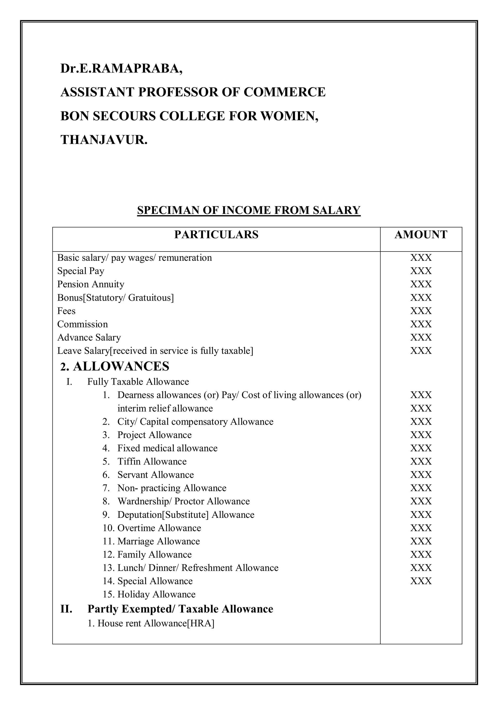 Format income from salary | PDF