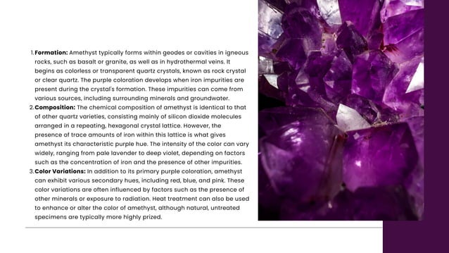 Formation and Composition of Amethyst gemstone | PPT