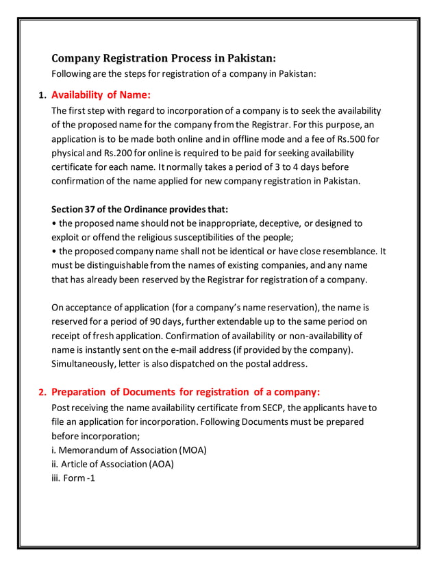Formation and incorporation of company | PDF