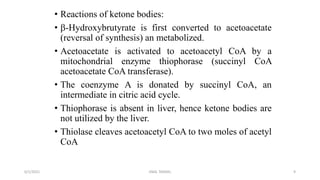 Formation and utilization of ketone bodies; ketoacidosis | PPTX