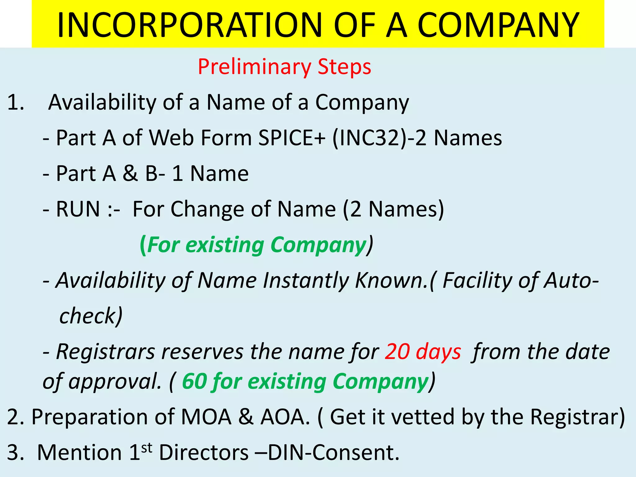 Formation & Incorporation of a Company SIR.ppt