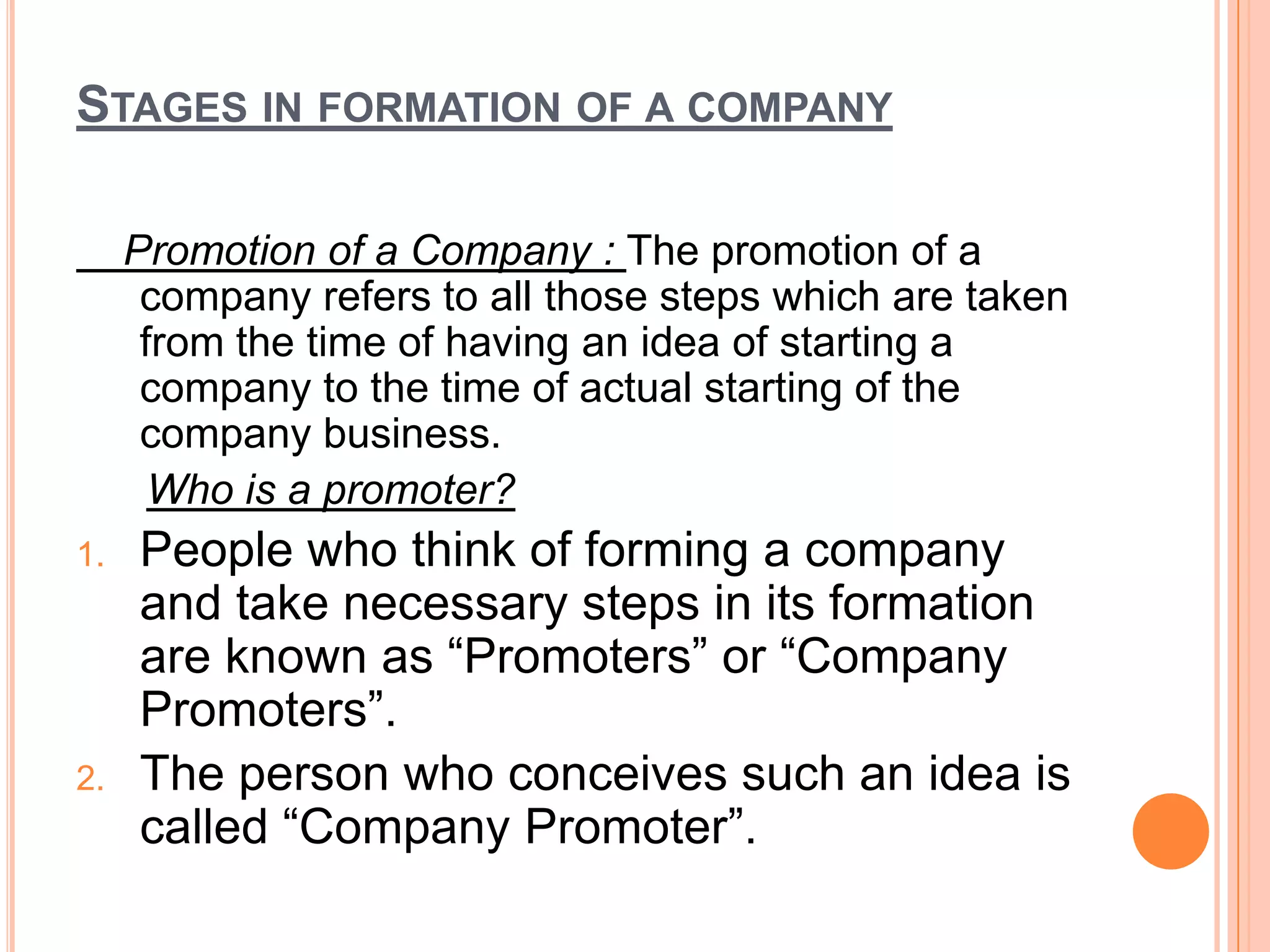 Formation of a company | PPTX