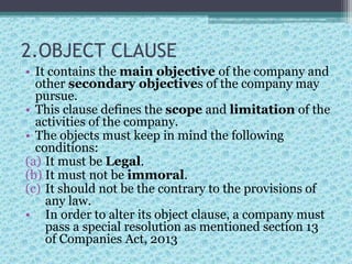 MOA in company law ppt by shruti | PPTX