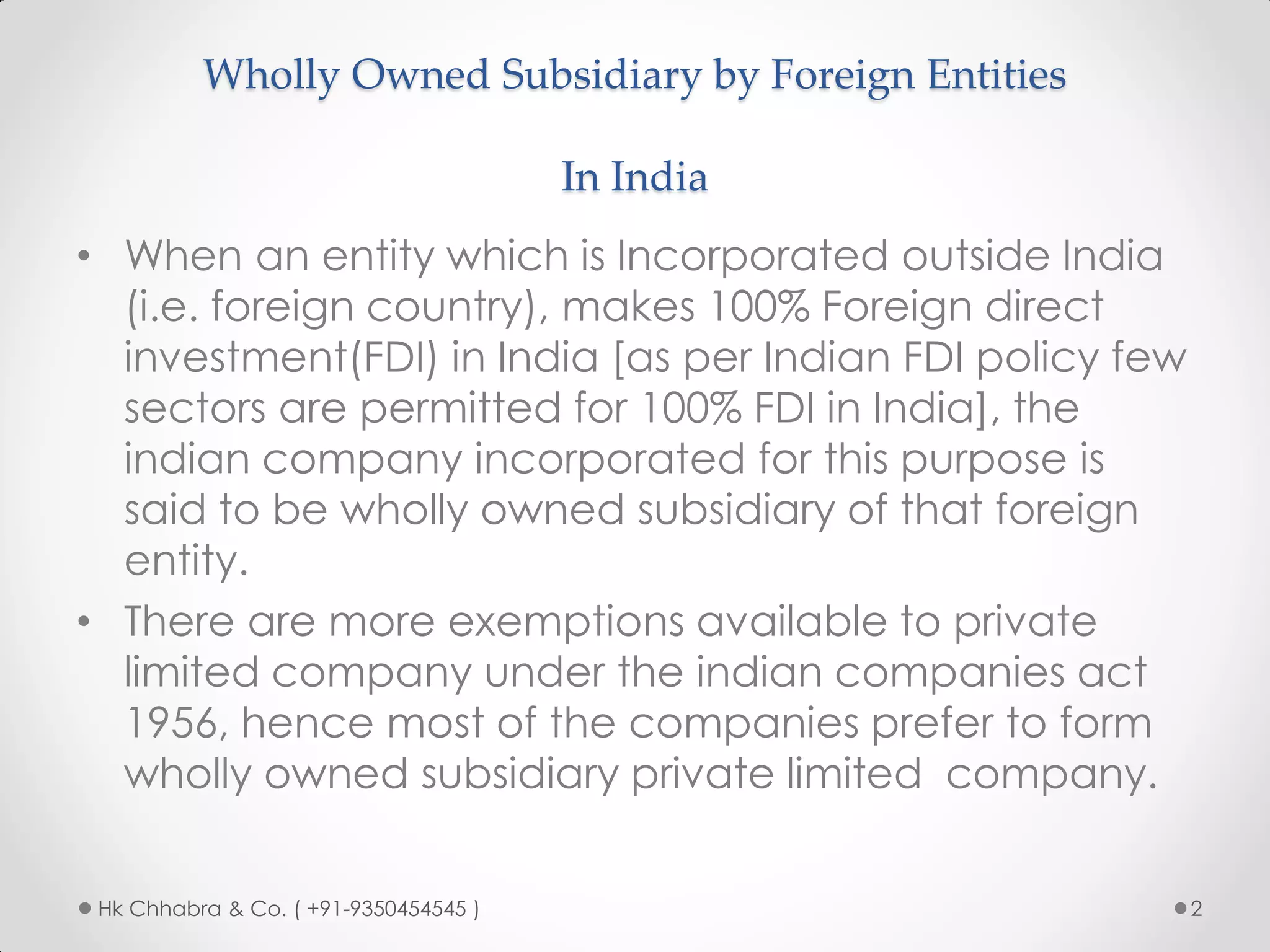 Formation of a wholly owned subsidiary in india (the process) | PDF