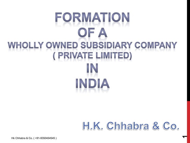 Formation of a wholly owned subsidiary in india (the process) | PDF