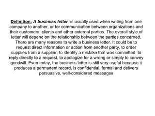 Formation of business letter | PPT