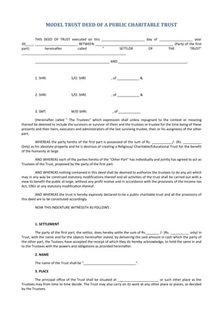 Formation Of Charitable Trust | PDF