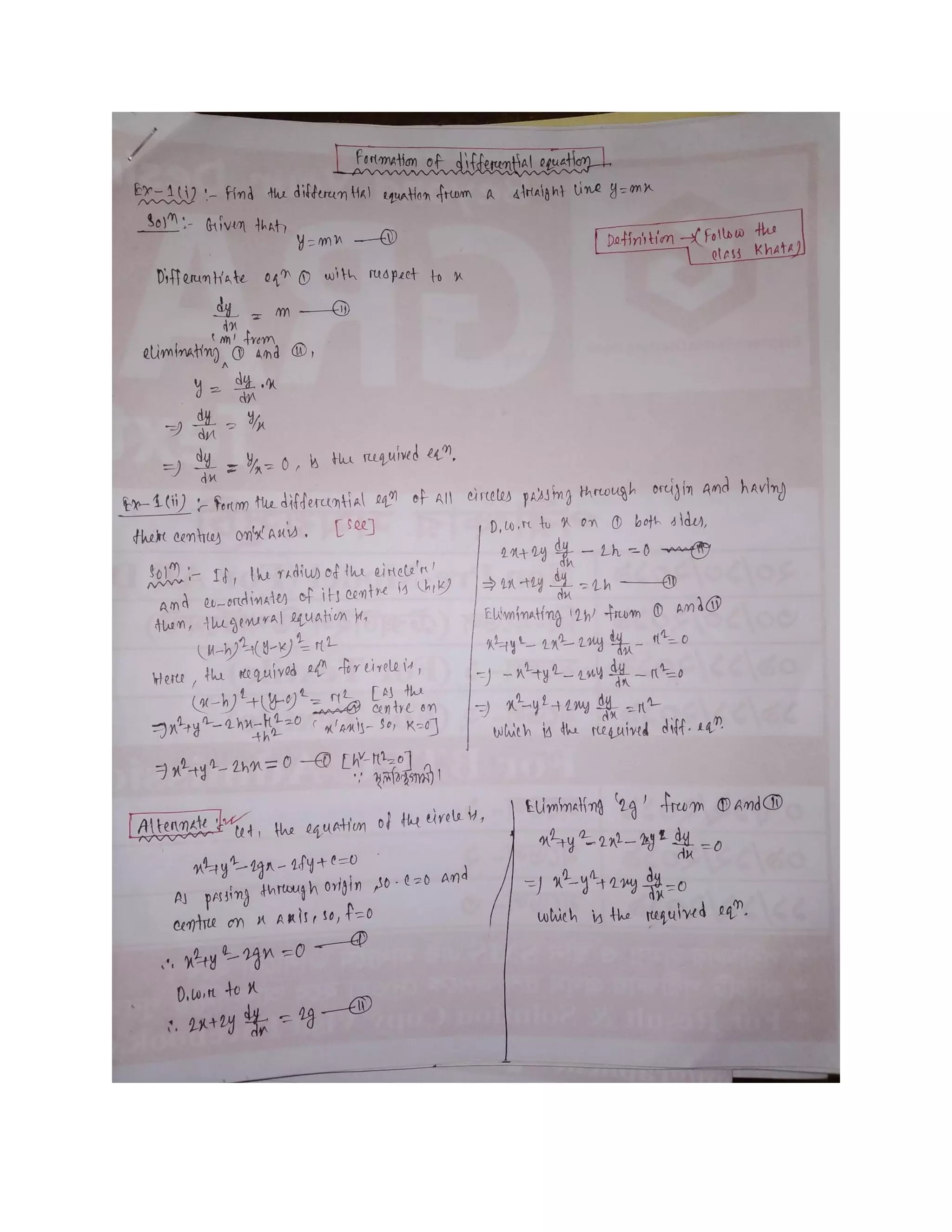 Formation of differential equation | PDF