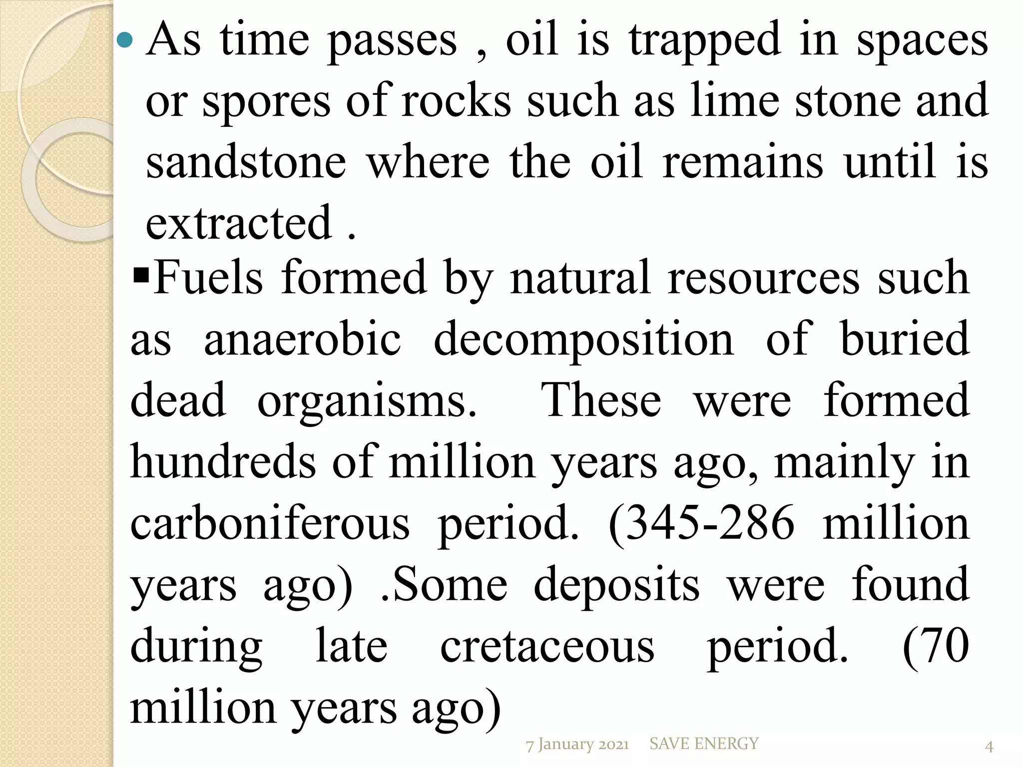 Formation of fossil fuels in the geological time scale ,energy and ...