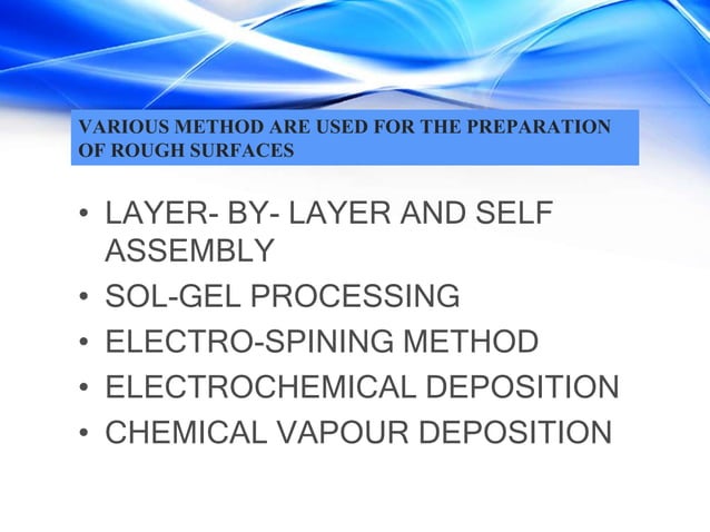 FORMATION OF HYDROPHOBIC MATERIALS | PPTX