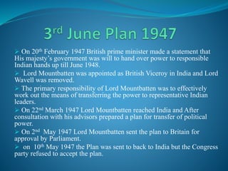 Formation of interim government and 3rd june plan | PPT