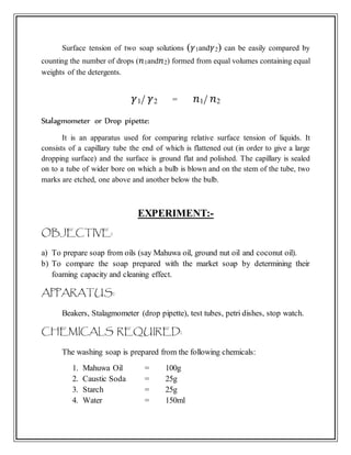 Formation of soap & foaming capacity of soap | DOCX