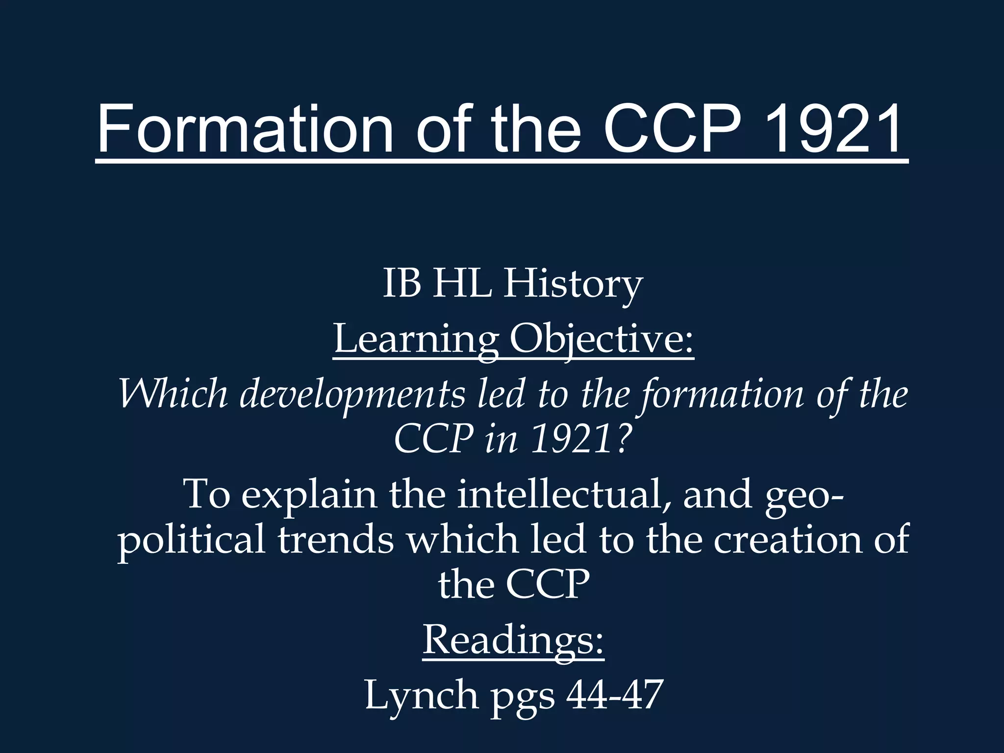 Formation of the ccp | PPTX
