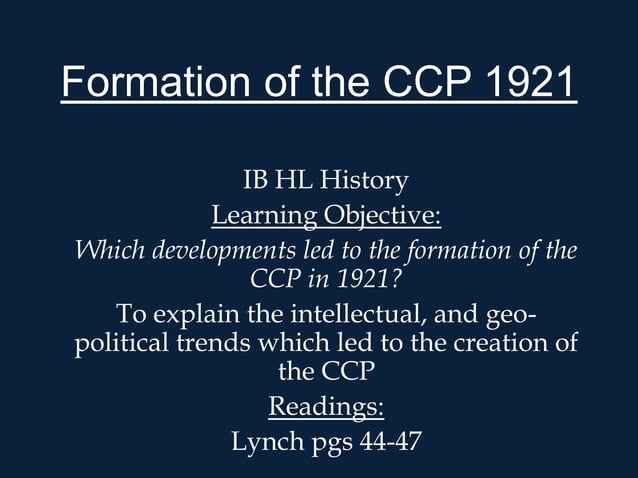 Formation of the ccp | PPTX | Economy | Business and Finance
