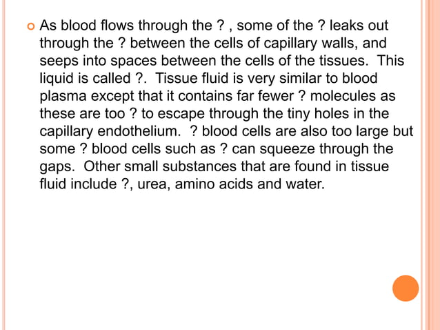 Formation of tissue fluid | PPTX | Biological Sciences | Science