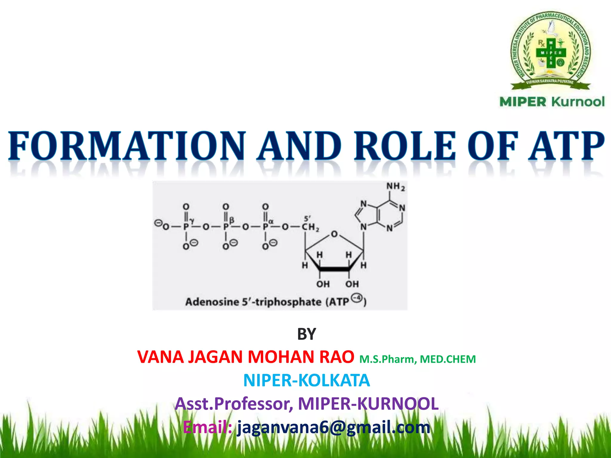 FORMATION & ROLE OF ATP, CREATINE PHOSPAHTE | PPTX