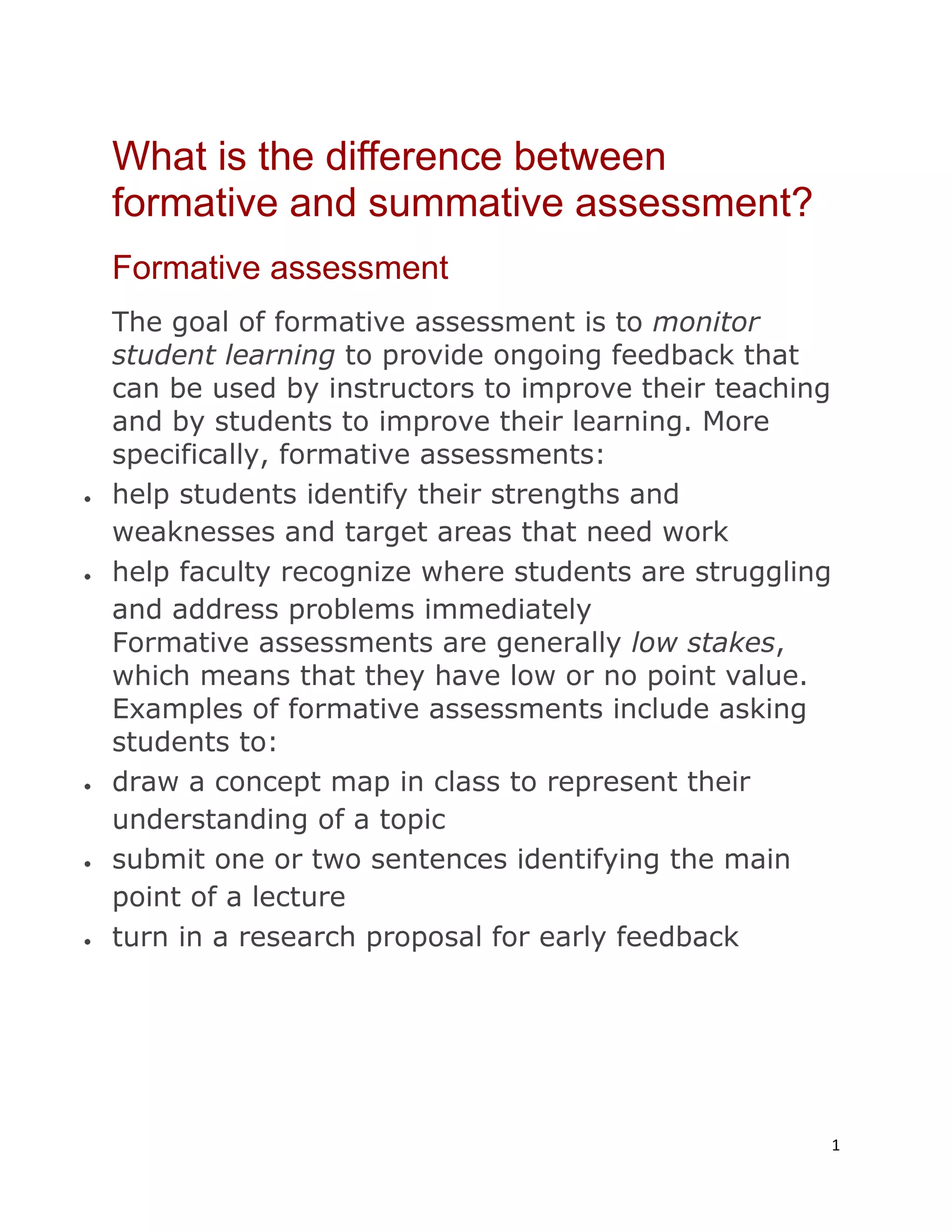 Formative and summative assessment | DOCX