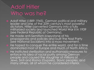 Early Life of Hitler | PPTX