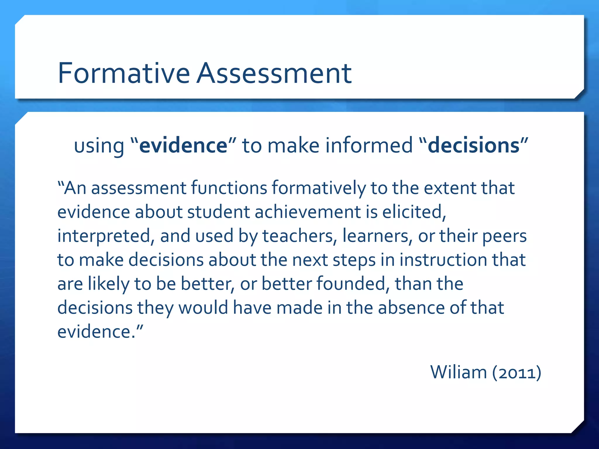 Formative assessment At Dover Bay | PPTX