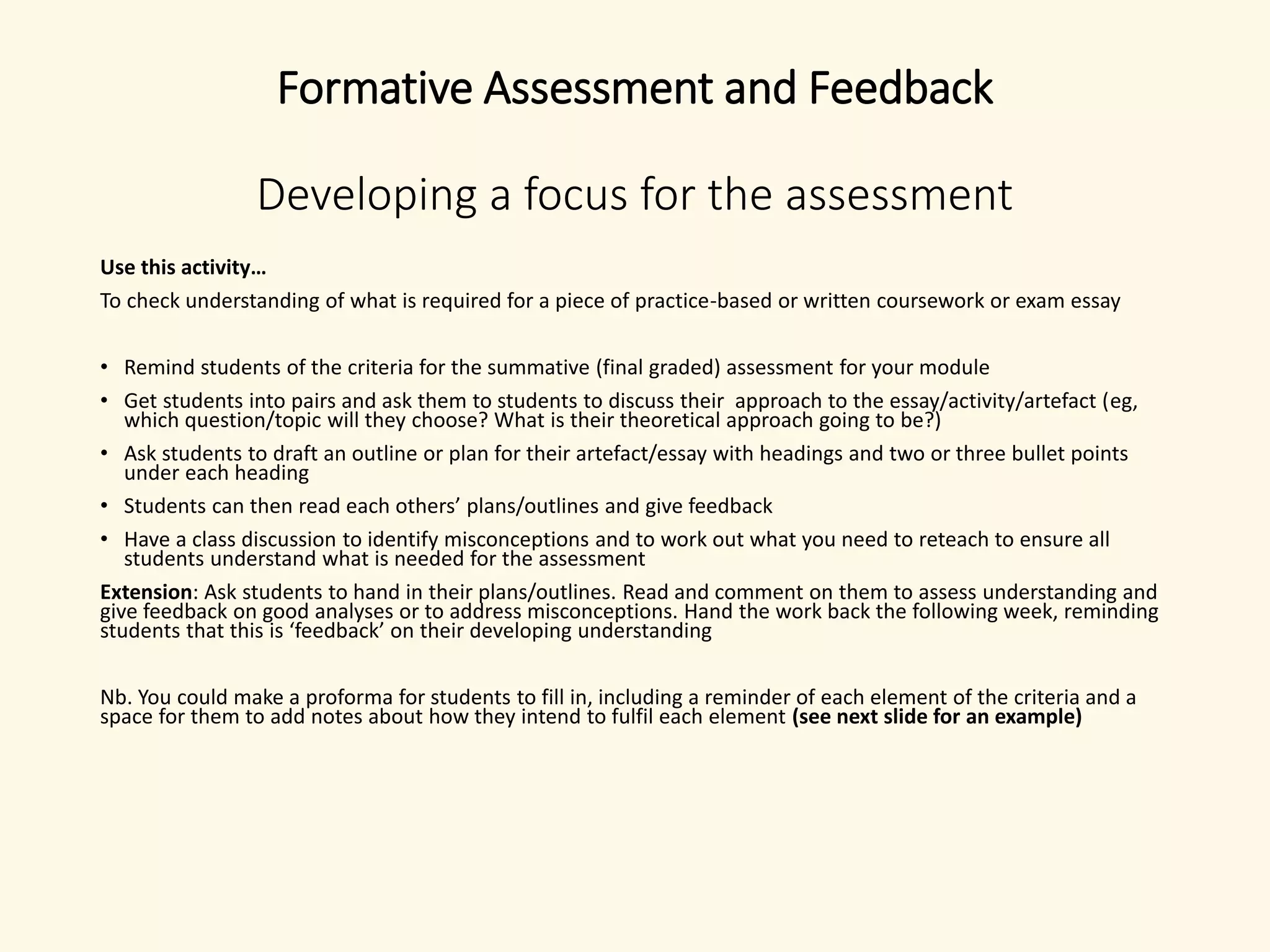 Formative assessment and feedback strategies | PPTX