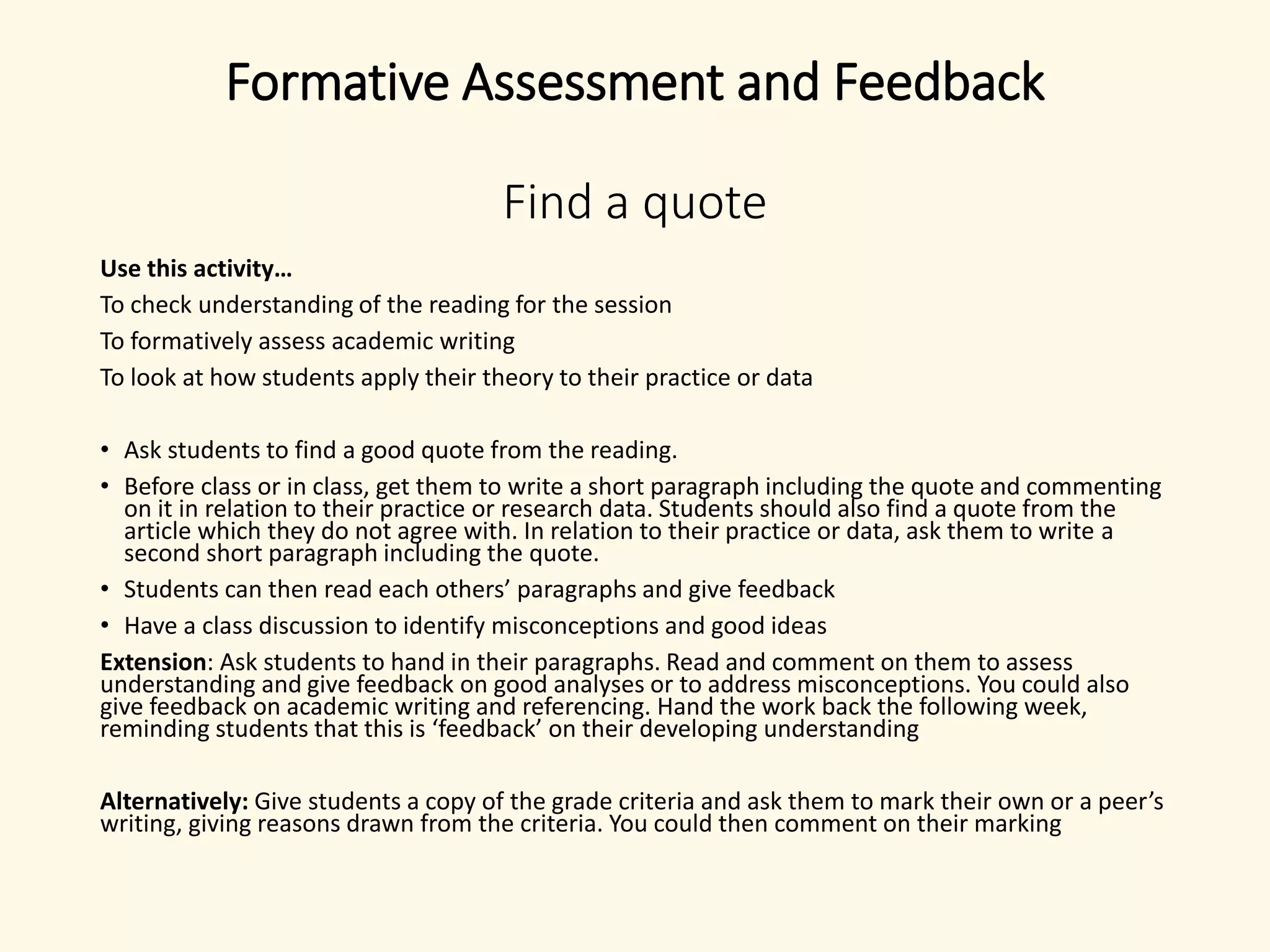 Formative assessment and feedback strategies | PPTX