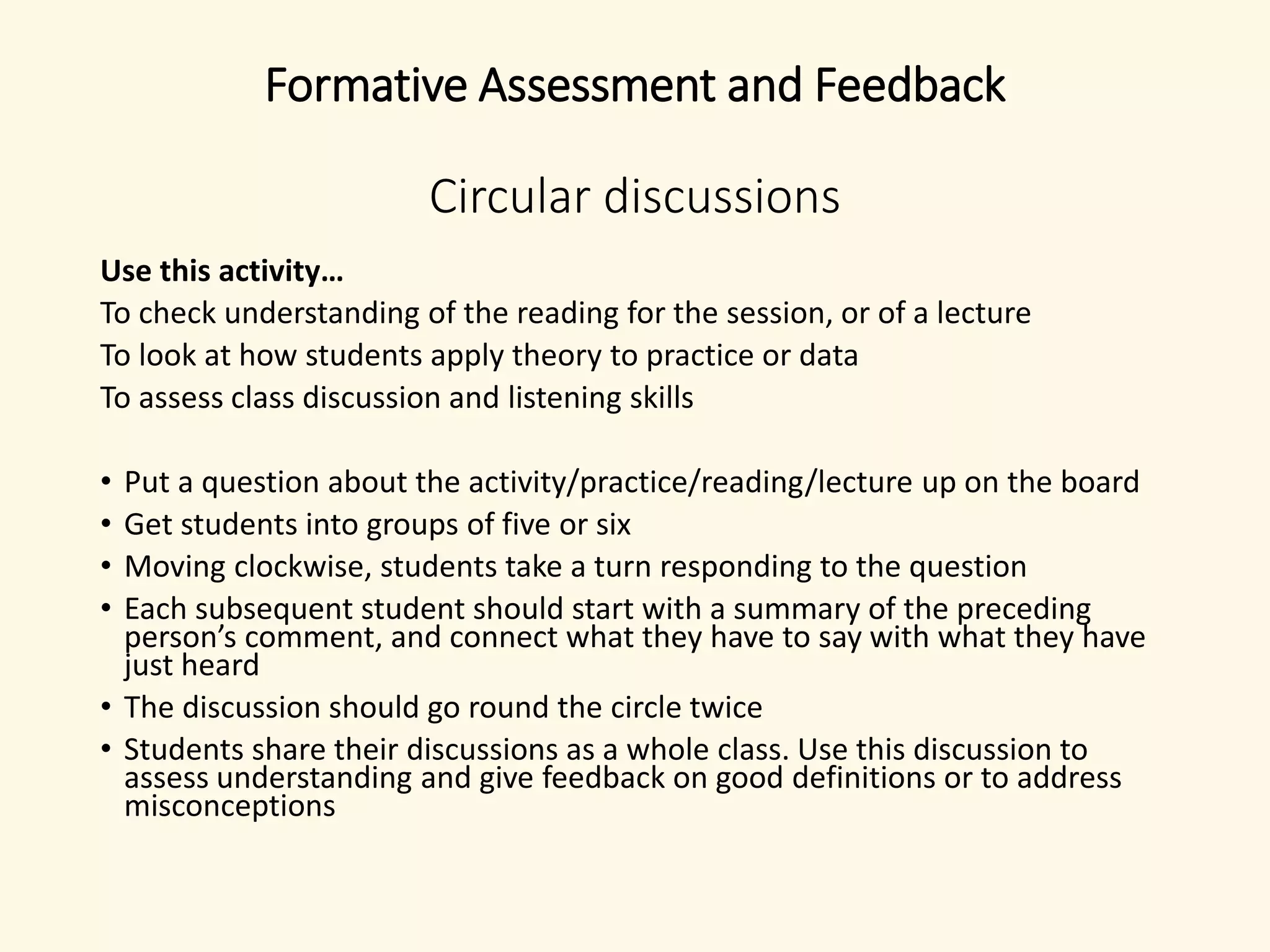 Formative assessment and feedback strategies | PPTX