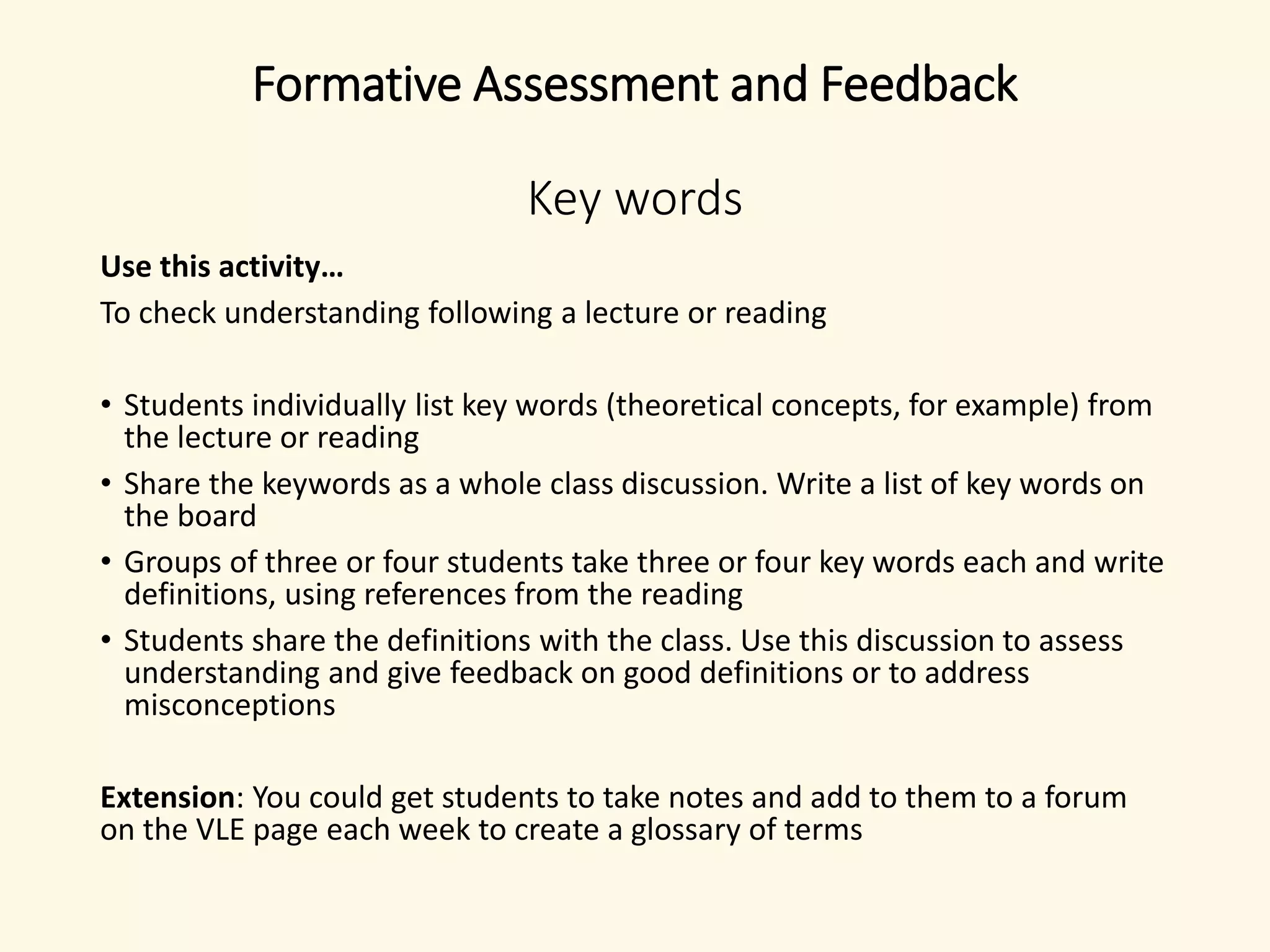 Formative assessment and feedback strategies | PPTX