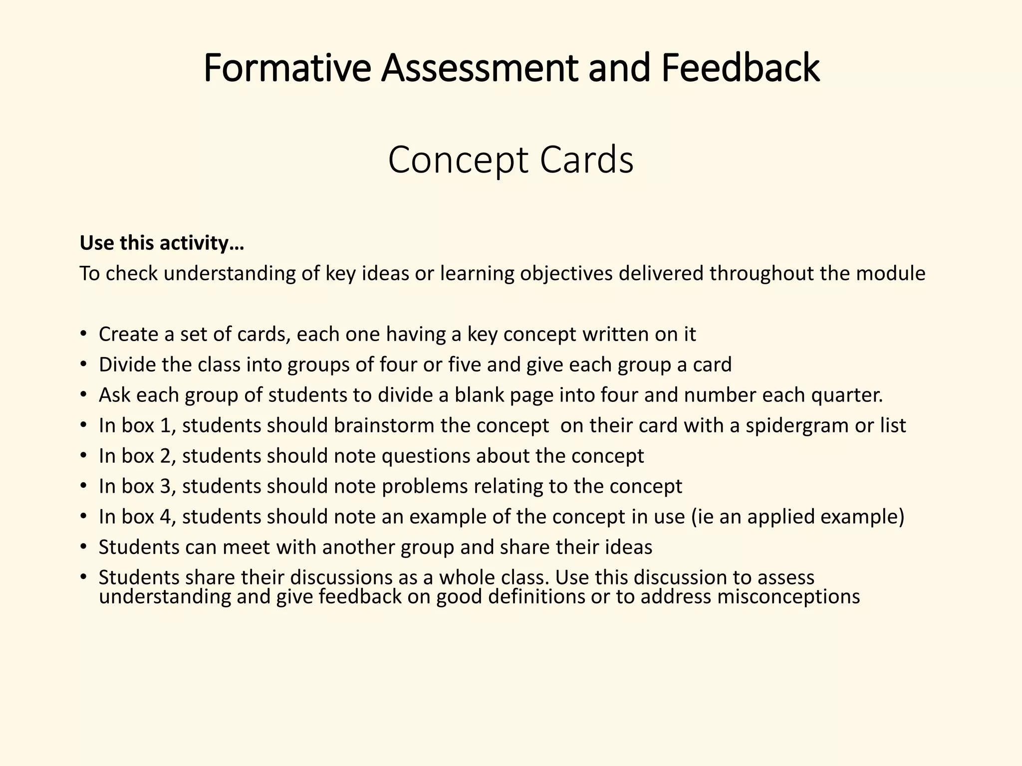 Formative assessment and feedback strategies | PPTX