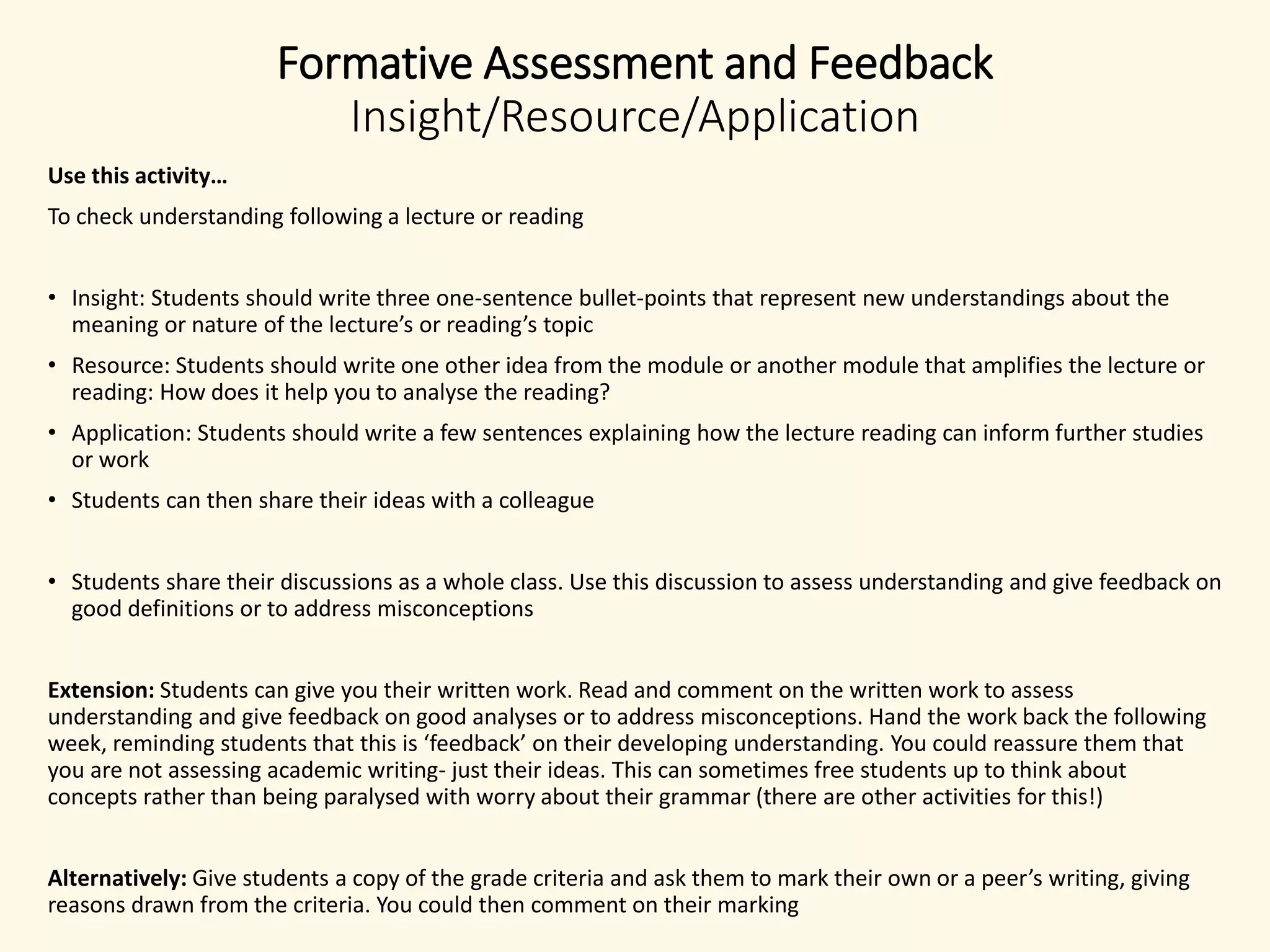 Formative assessment and feedback strategies | PPTX