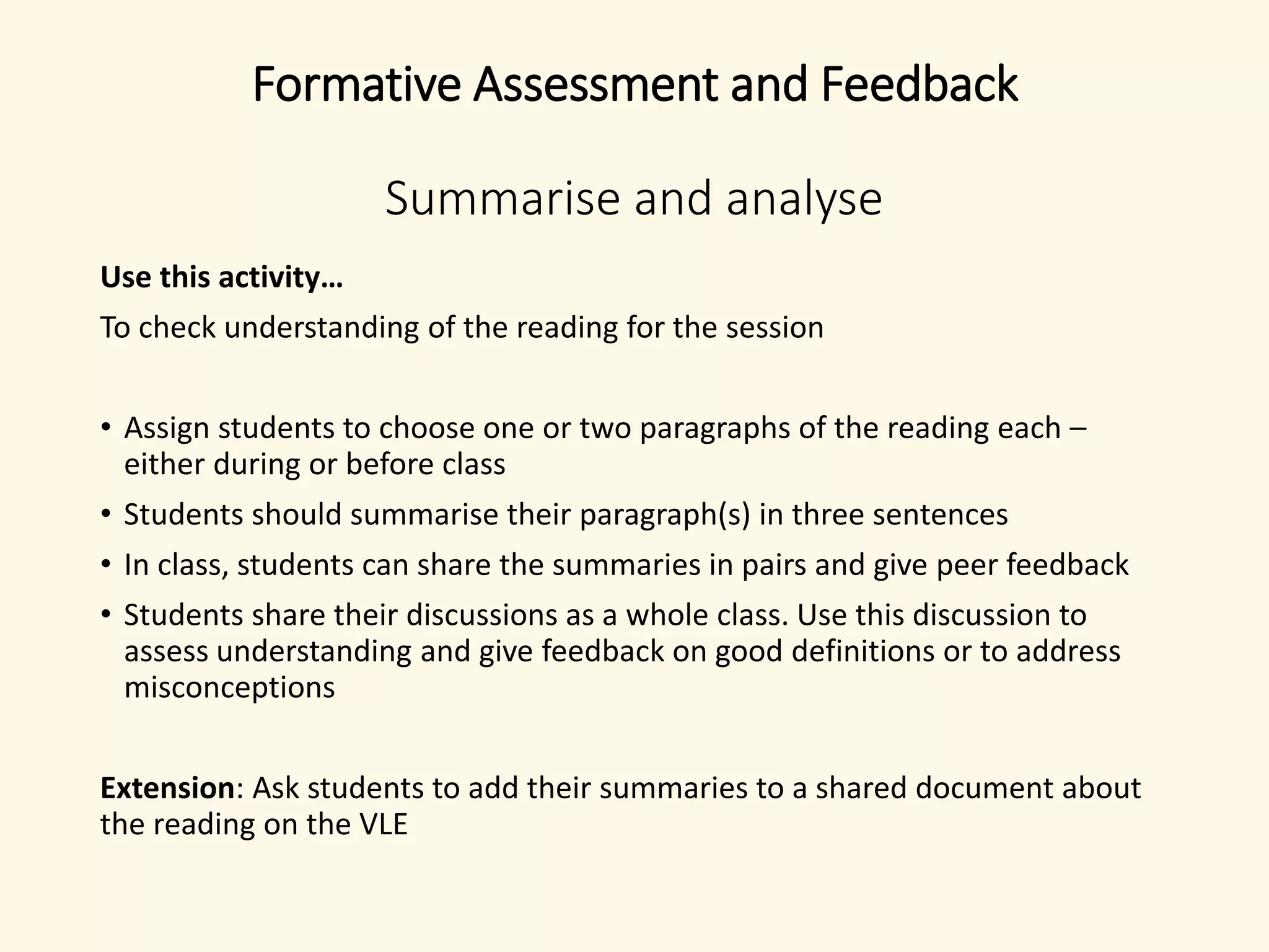 Formative assessment and feedback strategies | PPTX