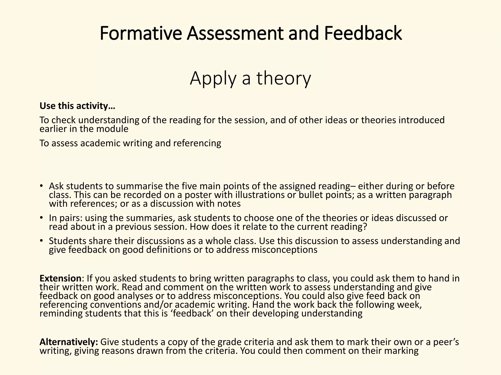 Formative assessment and feedback strategies | PPTX