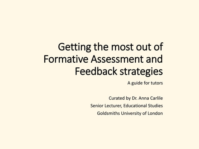 Formative assessment and feedback strategies | PPTX