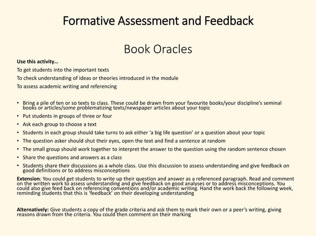 Formative assessment and feedback strategies | PPTX