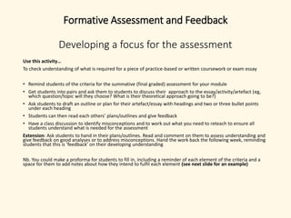Formative assessment and feedback strategies | PPTX