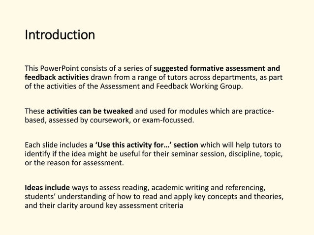 Formative assessment and feedback strategies | PPTX