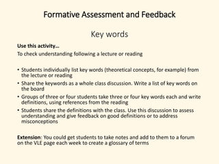 Formative assessment and feedback strategies | PPTX