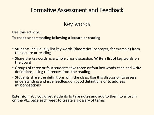 Formative assessment and feedback strategies | PPTX