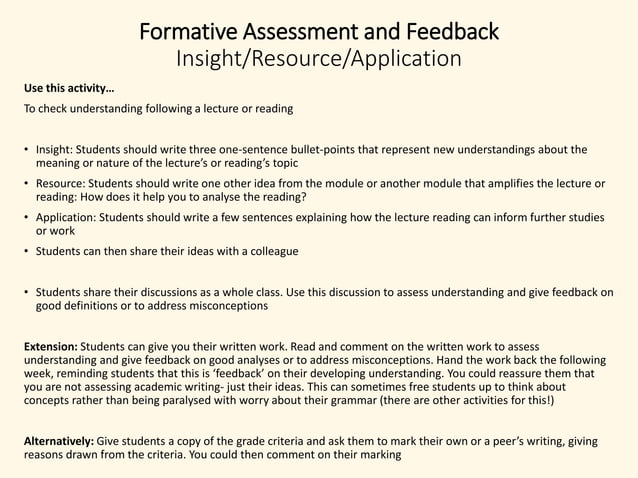 Formative assessment and feedback strategies | PPTX