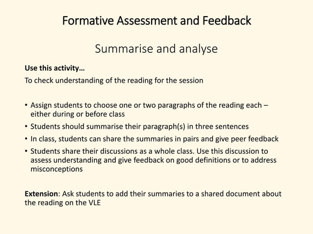 Formative assessment and feedback strategies | PPTX