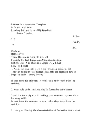 Formative Assessment TemplateInformational Text Reading I.docx
