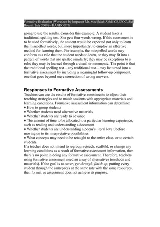 Formative Evaluation Handouts Crefoc Sbz 2009 | PDF