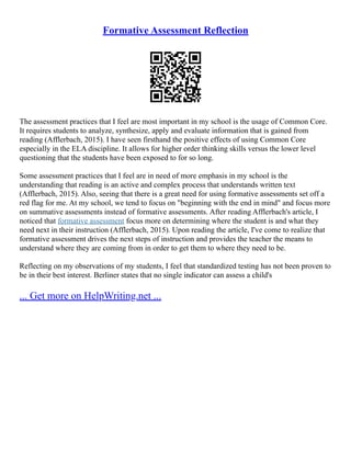 Formative Reflective Assessment | PDF