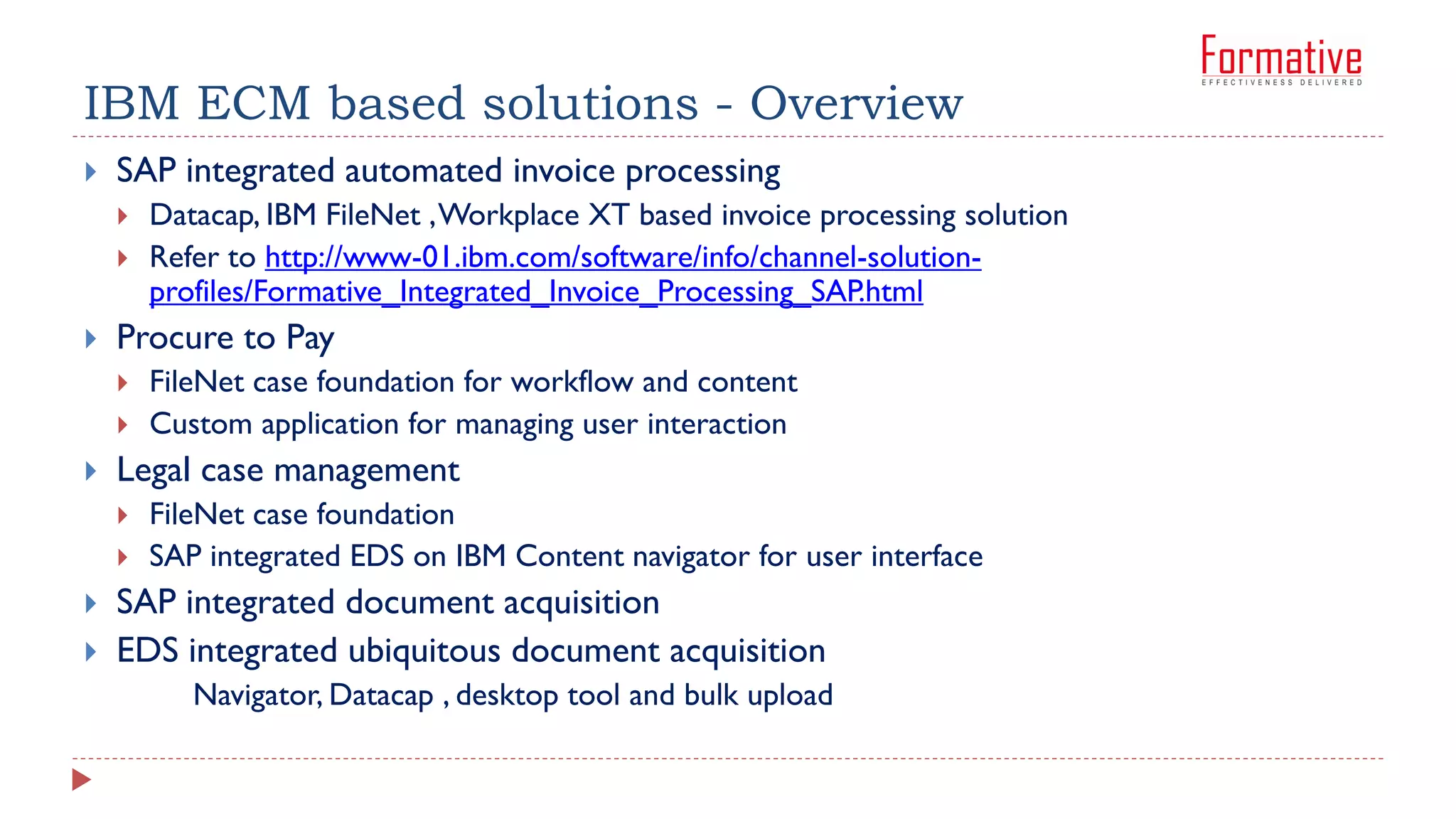 Formative software solutions IBM Filenet capabilities | PDF