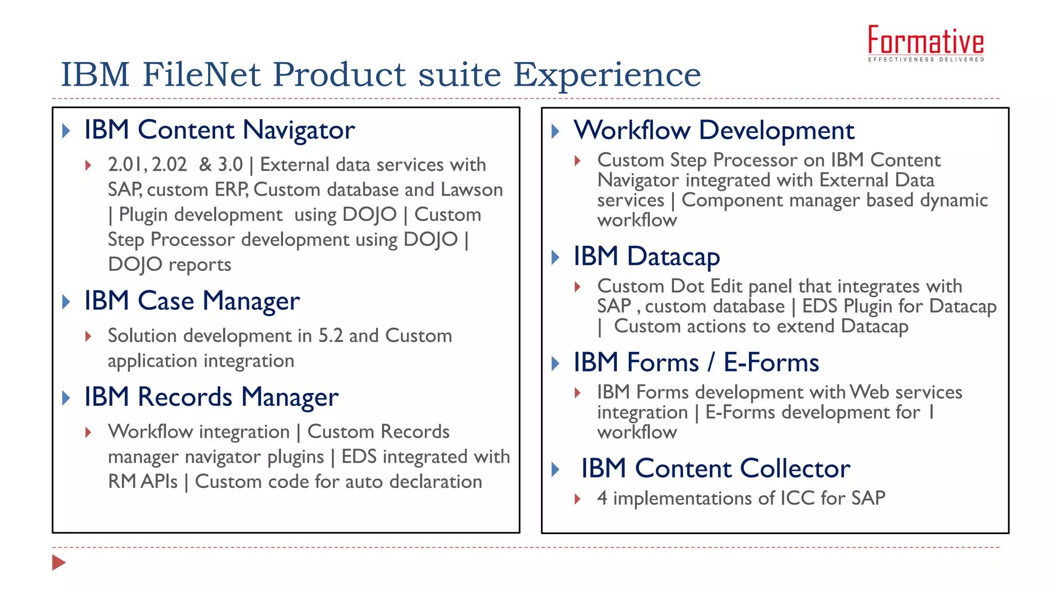 Formative software solutions IBM Filenet capabilities | PDF