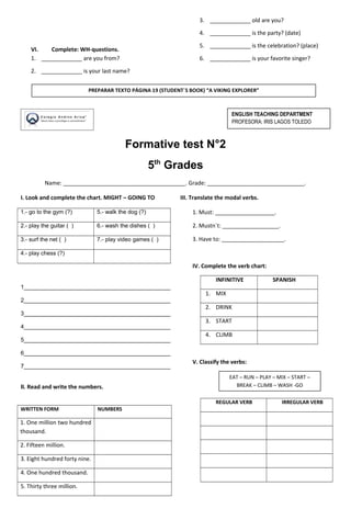 Formative Tests N°2 2017 | PDF